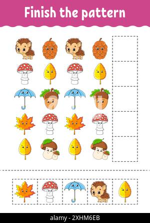 Complete the mushroom. Vector Autumn drawing practice worksheet ...