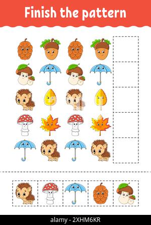 Complete the mushroom. Vector Autumn drawing practice worksheet ...