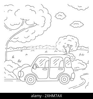 Wonderful natural landscape. Coloring book page for kids. Cartoon style ...