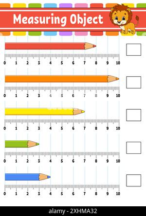 Measuring object with ruler. Education developing worksheet. Game for ...