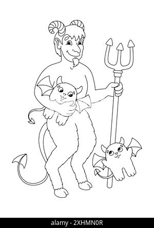 Cute imp. Coloring book page for kids. Cartoon style character. Vector ...