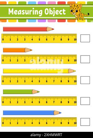 Measuring object with ruler. Education developing worksheet. Game for ...