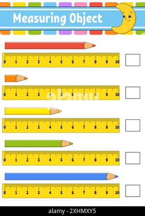 Measuring object with ruler. Education developing worksheet. Game for ...