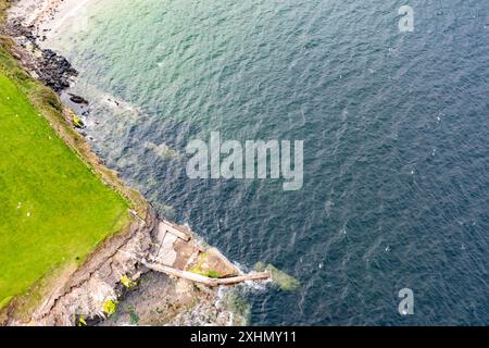 Aerial View of the pier at Muckros Head beach in Donegal, Ireland Stock ...