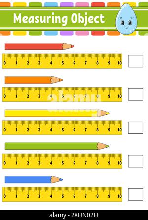 Measuring object with ruler. Education developing worksheet. Game for ...