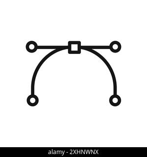 Bezier curve icon Black line art vector in black and white outline set collection sign Stock ...