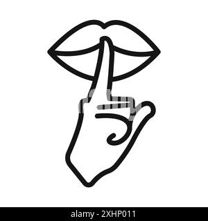 round QUIET PLEASE sign with finger on lips symbol vector illustration ...