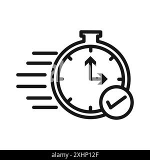 Quick approval icon Black line art vector in black and white outline ...