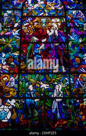 Stained glass depicting Joseph of Arimathea having a vision of the Holy ...
