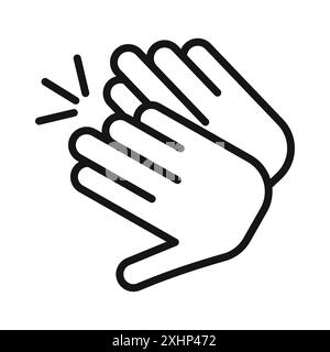 Clapping hand icon Black line art vector in black and white outline set ...