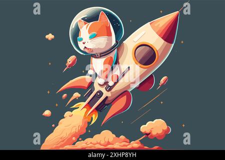Cat riding a rocket vector illustration Stock Vector Image & Art - Alamy