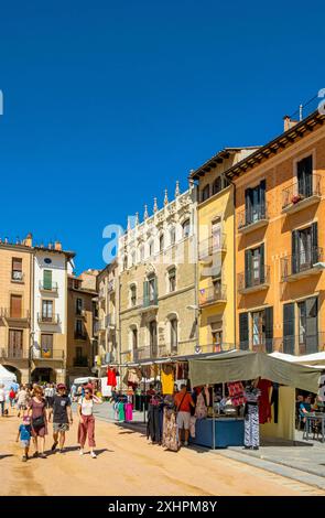 Spain, Catalonia, Vic, plaza Mayor, relief historical map Stock Photo ...