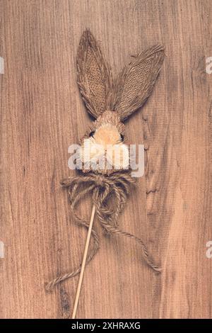 Top view template with Easter bunny ears and colorfull eggs Stock Photo ...