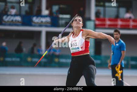 FREYA JONES participating in the javelin throw at the Bilbao 2024 ...