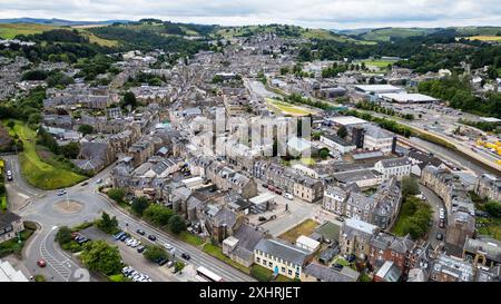 Aerial view of Hawick town centre and the River Teviot, Hawick ...