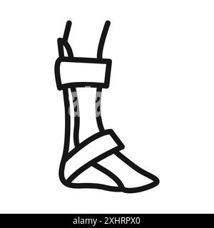 Foot splint icon Black line art vector in black and white outline set ...