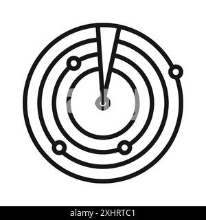 radar detection icon Black line art vector in black and white outline set collection sign Stock ...