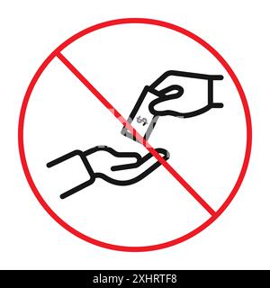 Stop Corruption icon Black line art vector in black and white outline set collection sign Stock ...