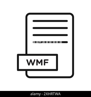WMF File Document Icon Black line art vector in black and white outline set collection sign ...