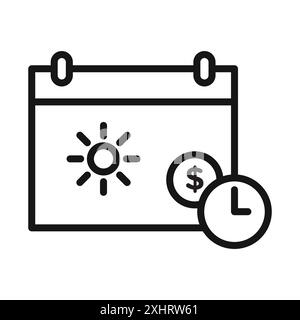 Unlimited PTO icon Black line art vector in black and white outline set ...