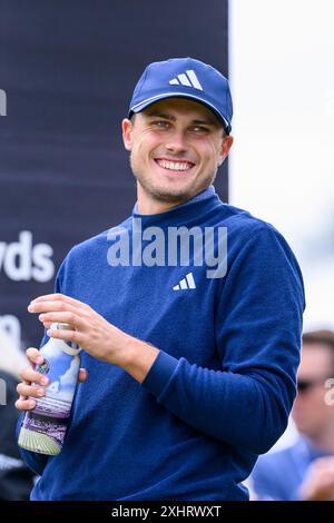 Ludvig Aberg on the 1st hole during day four of the Genesis Scottish Open 2024 at The ...