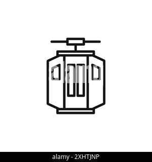 aerial tramway icon outline collection or set in black and white Stock ...
