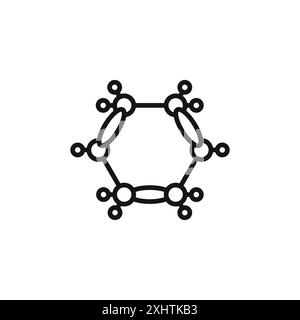Cyclobutane molecular formula icon Black line art vector in black and ...