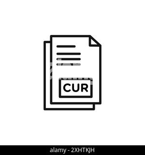 CUR File Document Icon Black line art vector in black and white outline ...