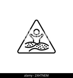 Quicksand and Mud Danger Sign icon Black line art vector in black and ...