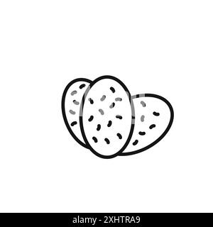 shaobing icon outline collection or set in black and white Stock Vector ...