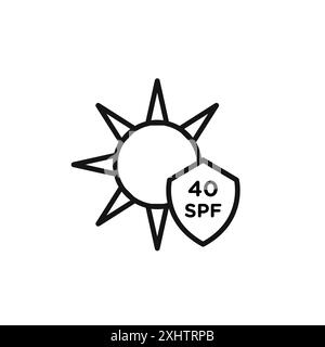 Sun protection factor 40 icon linear logo mark set collection in black ...
