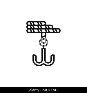 Rope Hook icon outline collection or set in black and white Stock ...