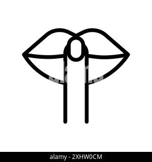 Please do quite pssst icon Black line art vector in black and white ...