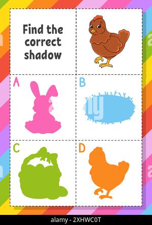 Find the correct shadow. Easter theme. Education developing worksheet ...