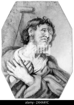 Drawing by Karel van Mander III depicting the Apostle Judas Thaddaeus ...