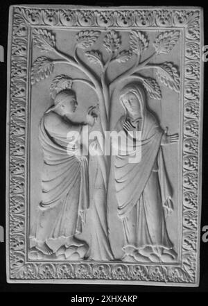 A depiction of the Annunciation showing the angel Gabriel delivering ...