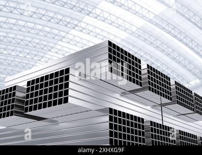 3d rendering stack of rectangular pipes on white background Stock Photo ...
