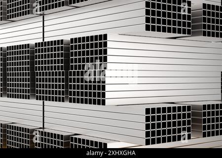 3d rendering stack of rectangular pipes in factory Stock Photo - Alamy