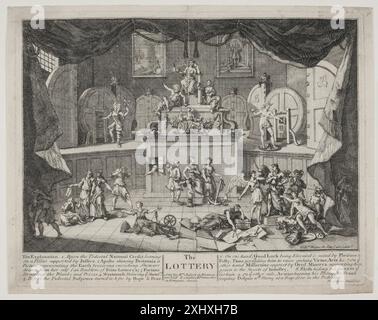 Copper engraving by William Hogarth depicting a scene from 'A Rake's ...