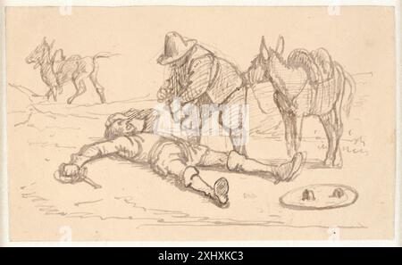 Wilhelm Marstrand, Don Quixote ligger såret og hjælpes af Sancho Stock ...