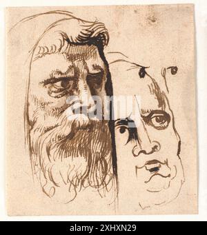 A study drawing by Rubens showing a male head, highlighting anatomical ...