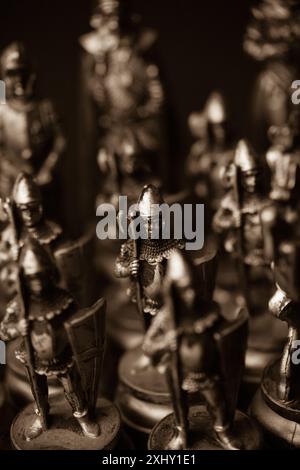 Pewter chess pieces are posed in portrait like images Stock Photo - Alamy