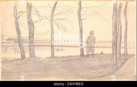 Caspar David Friedrich, Udsigt over Elben Til venstre et landsted Stock ...