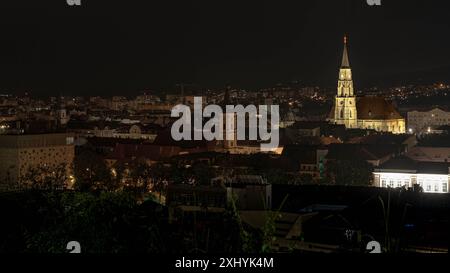 Night view over Cluj Napoca Stock Photo - Alamy