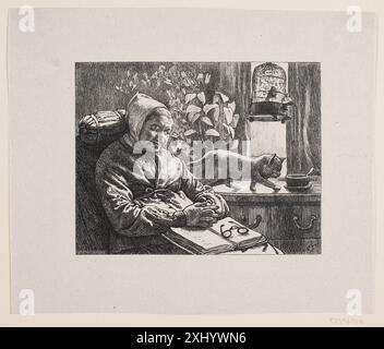 Xylograph by F. Hendriksen and Pietro Købke depicting a dog and two ...