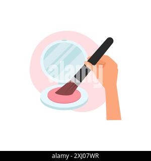 color blush compact cartoon vector illustration Stock Vector Image ...