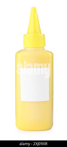 Bottle of yellow printer ink isolated on white Stock Photo - Alamy