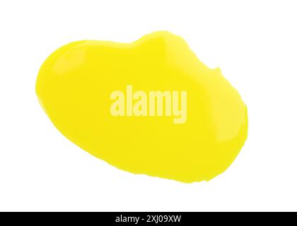 Blot of yellow printer ink isolated on white Stock Photo - Alamy