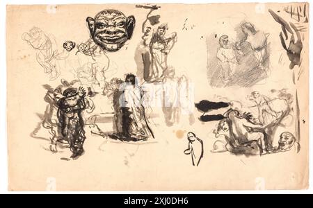 Figure and composition studies Hartmann, Oluf 1879 - 1910 Drawing Figur ...
