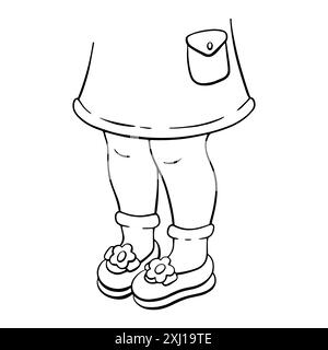 Girl's legs. Coloring page for kids. Digital stamp. Cartoon style ...